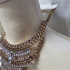 Jewelry | Gold And Crystal Chain Necklace 16 Inches With 3 Inch ...